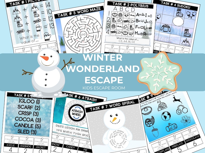 Winter Wonderland Escape Room: Kids Printable Puzzle Game (PDF) - Etsy
