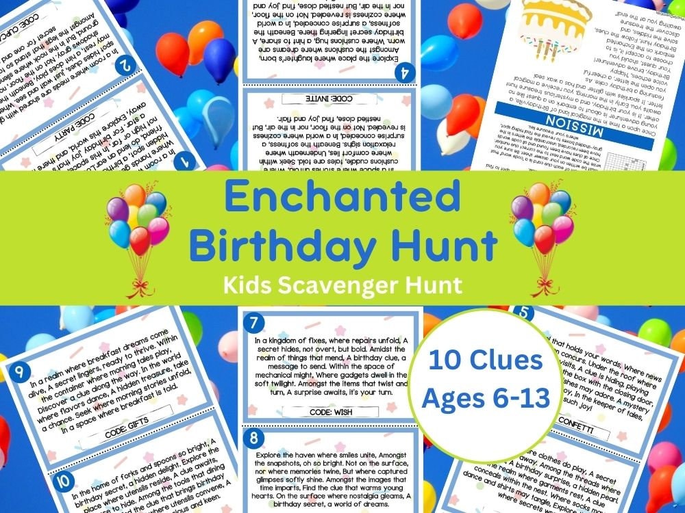 Birthday Scavenger Hunt for Kids - Enchanted Birthday Hunt - Ages 6-13 ...
