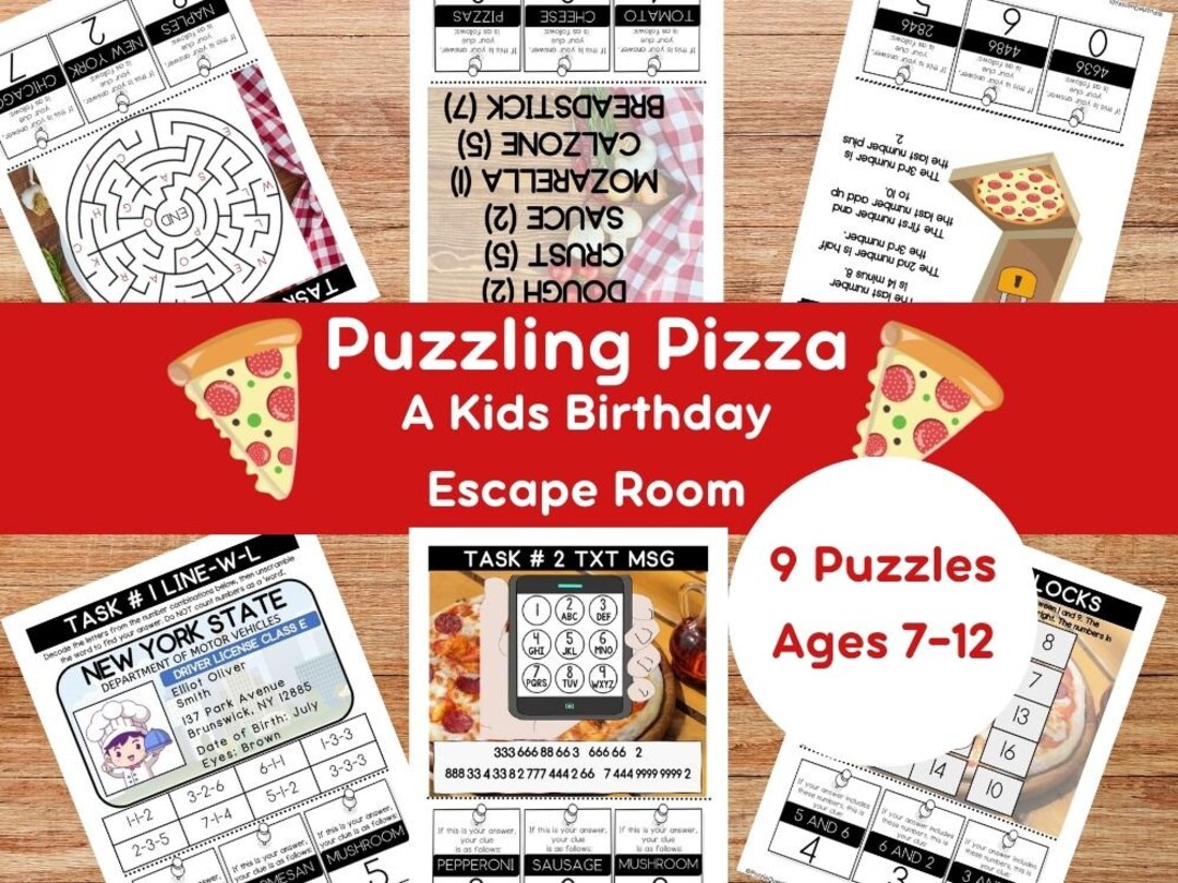 Pizza Party Escape Room for Kids: Birthday Puzzle Game (PDF) - Etsy