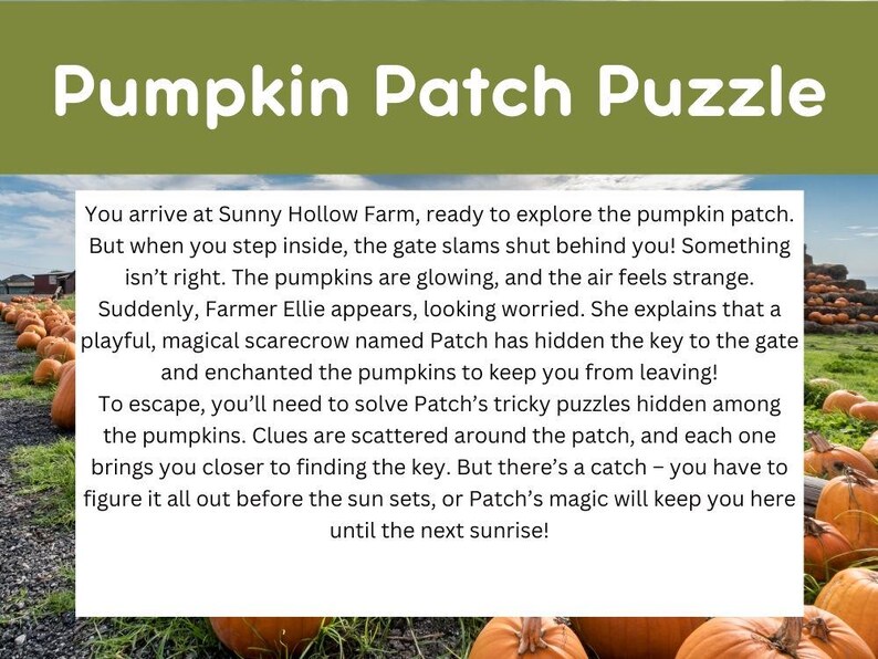 Escape Room for Kids - Pumpkin Patch Puzzle - Kids Escape Room ...