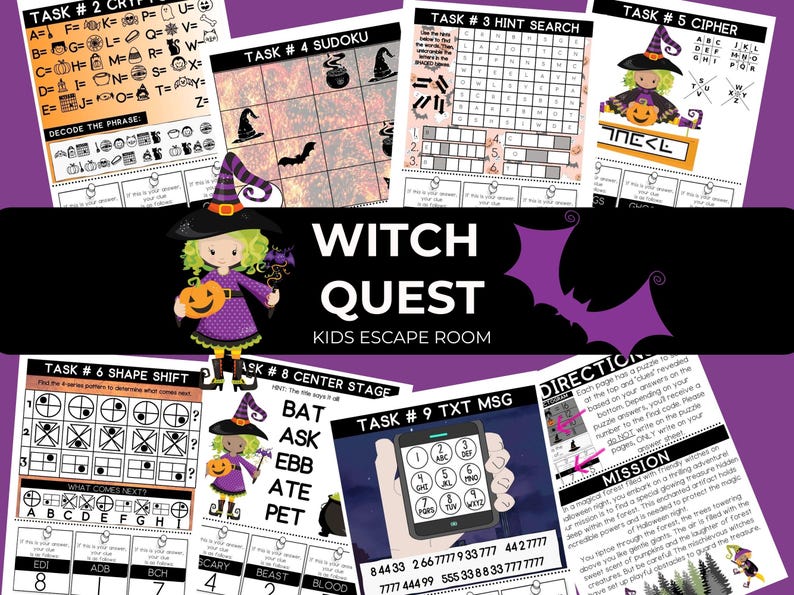 Witch Quest Escape Room for Kids: Halloween Puzzle Game (PDF) - Etsy