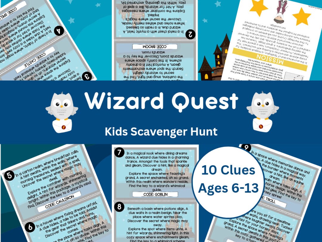 Kids Scavenger Hunt - Wizard Quest - Treasure Hunt - Ages 6-13 - Etsy