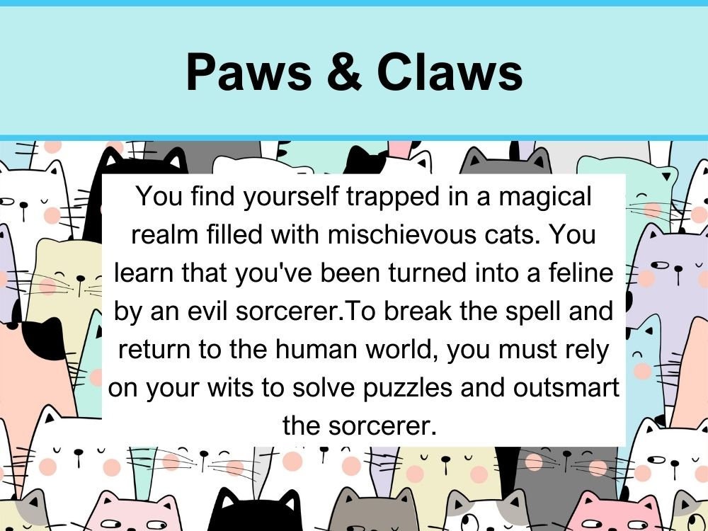 Cat Escape Room Kit: Paws and Claws, Ages 7-12 (printable) - Etsy