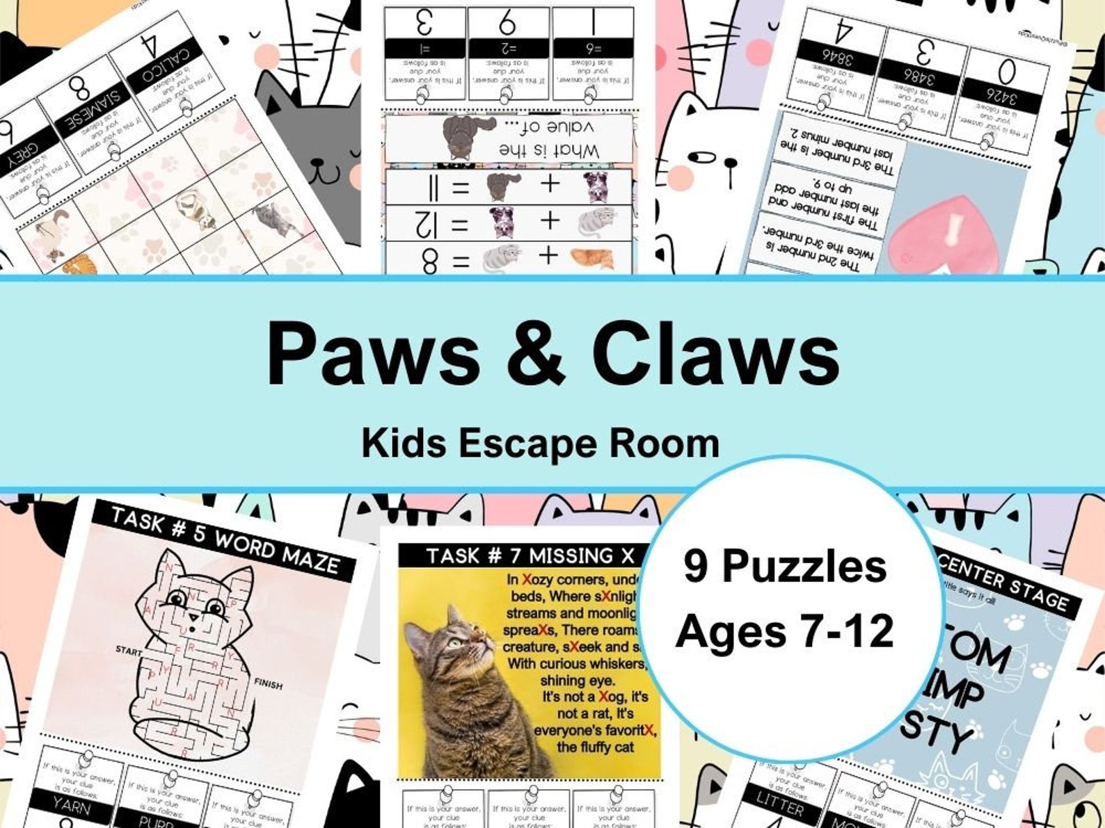 Cat Escape Room Kit: Paws and Claws, Ages 7-12 (printable) - Etsy