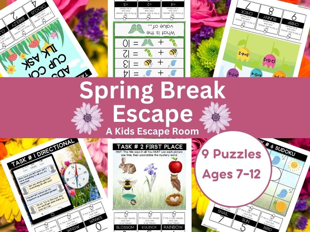 Spring Break Escape Room: Kids Printable Puzzle Game (ages 7-12) - Etsy