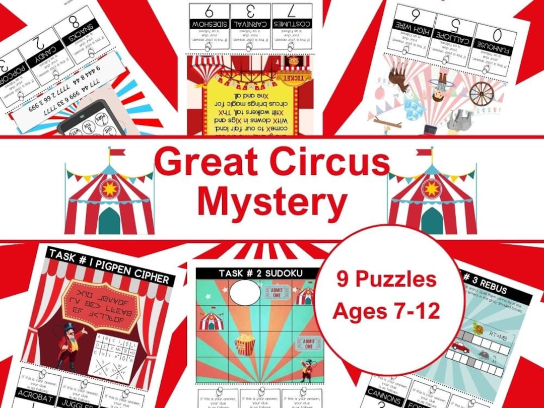 Circus Mystery Escape Room for Kids: Printable Puzzle Game (ages 7-12 ...