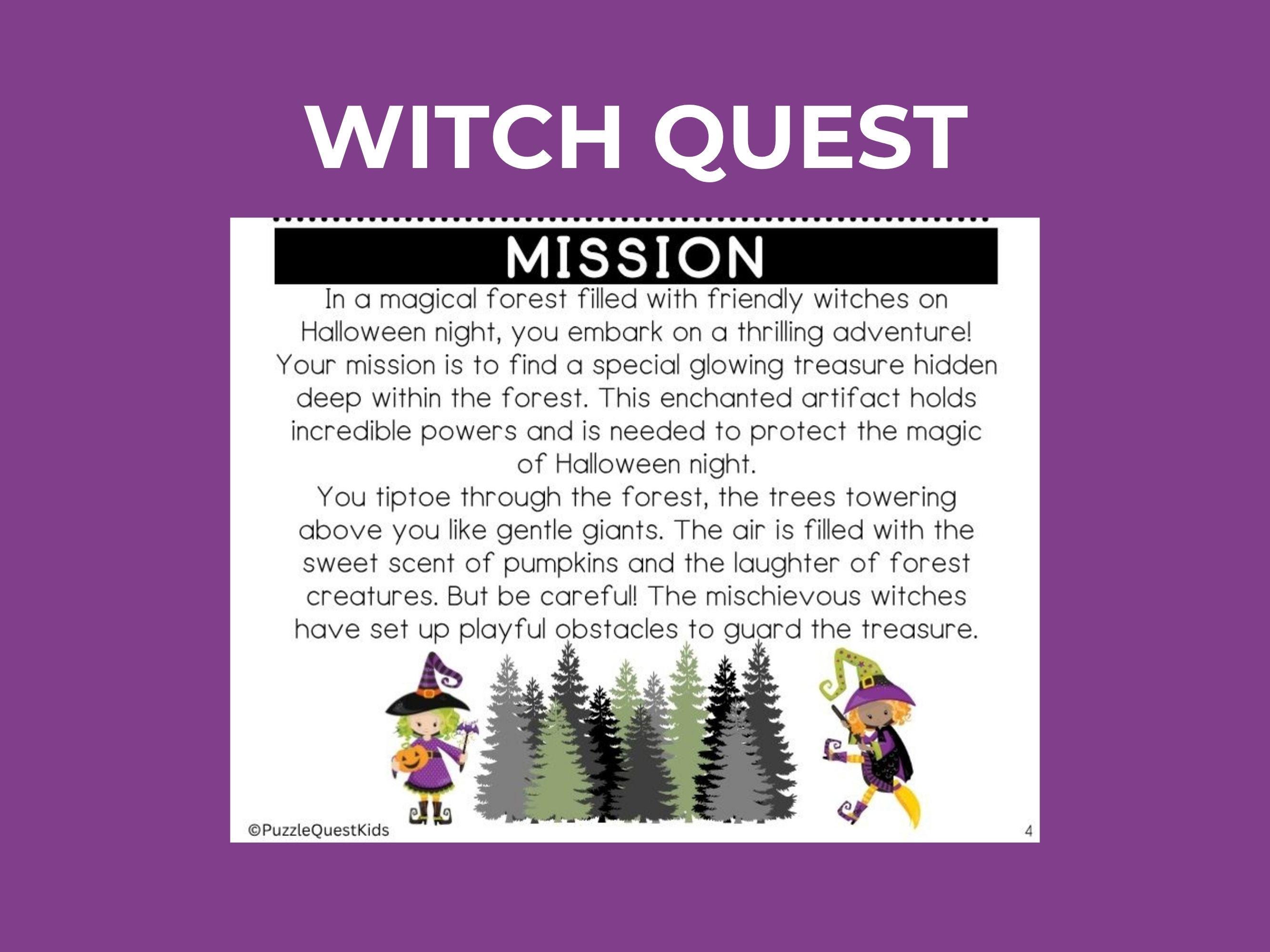 Witch Quest Escape Room for Kids: Halloween Puzzle Game (PDF) - Etsy
