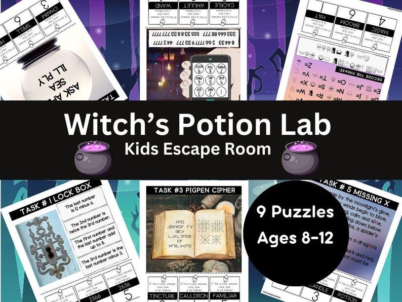 Escape Room for Kids - Witch's Potion Lab - Printable Escape Room ...