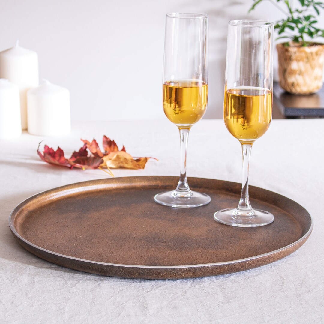 Round Serving Tray for Coffee Table – Ideal Candle or Decorative Catch ...