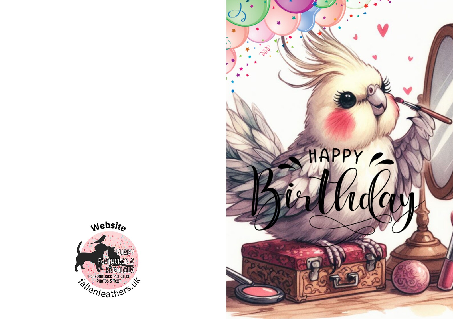 Cockatiel Happy Birthday Card, Cockatiel Birthday Card, Greeting Card ...