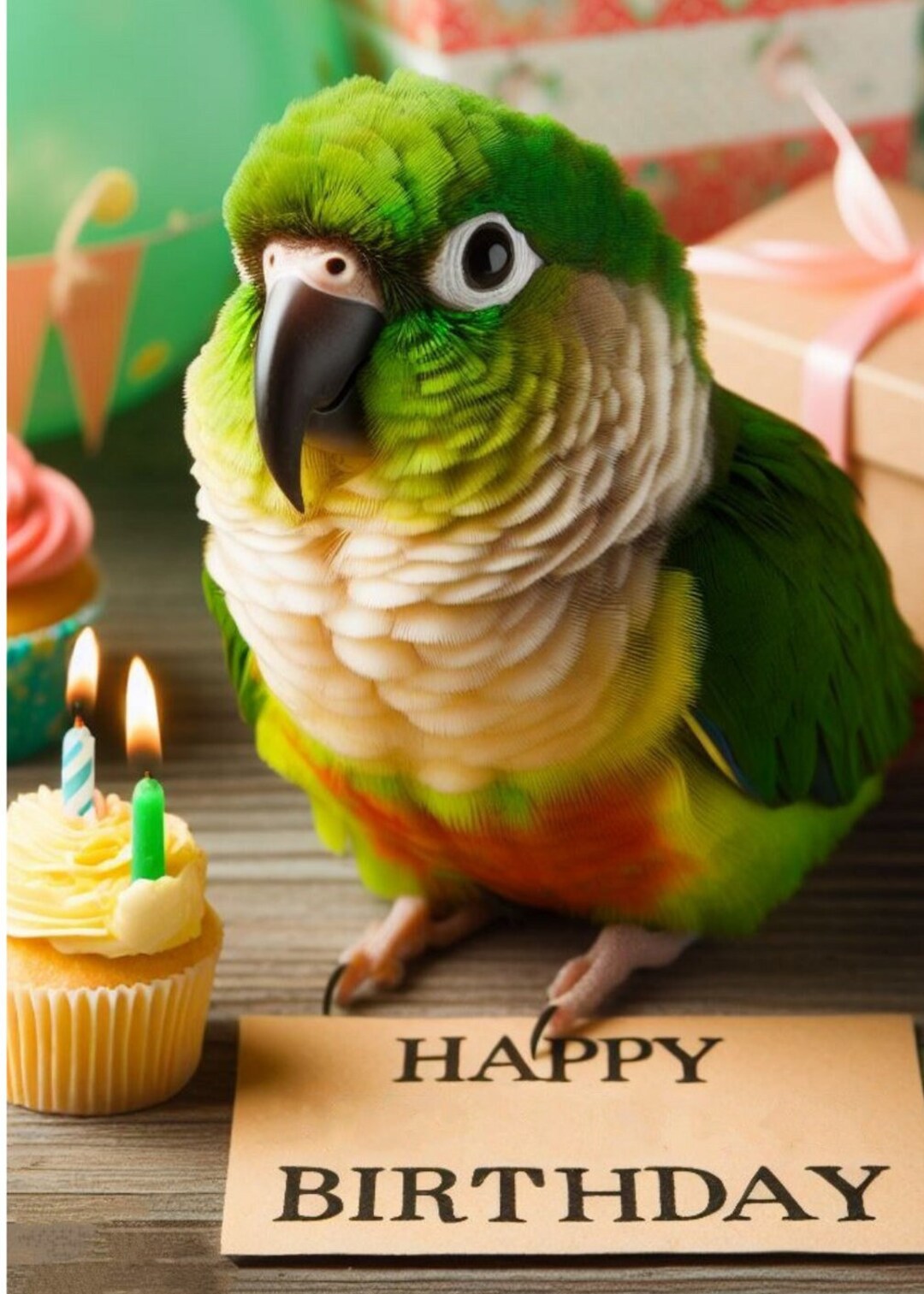 Conure Happy Birthday Card, Green Cheeked Conure Birthday Card ...