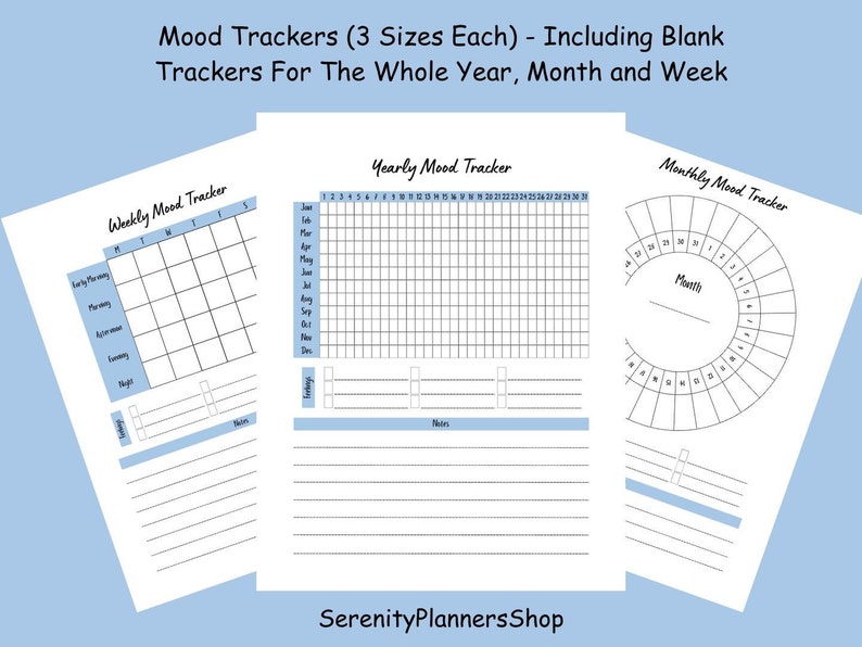 Yearly Mood Tracker, Monthly Chart, Weekly Moods, Mood Planner, Mood ...