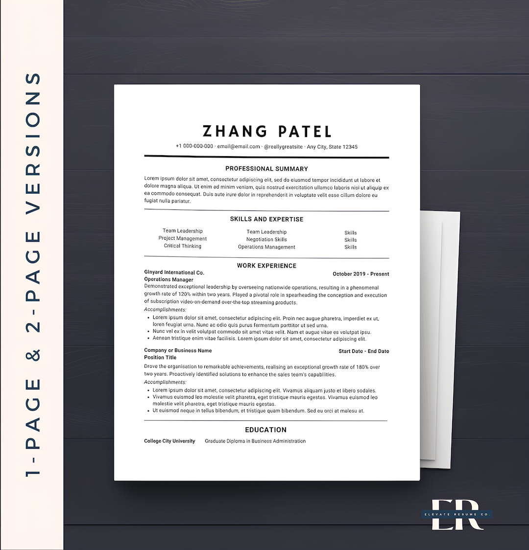 Professional Ats-friendly Resume Template With Cover Letter & - Etsy