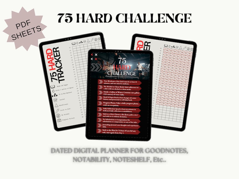 75 Day Hard Fitness Challenge, Workout Plan, 75 Day Hard Challenge ...