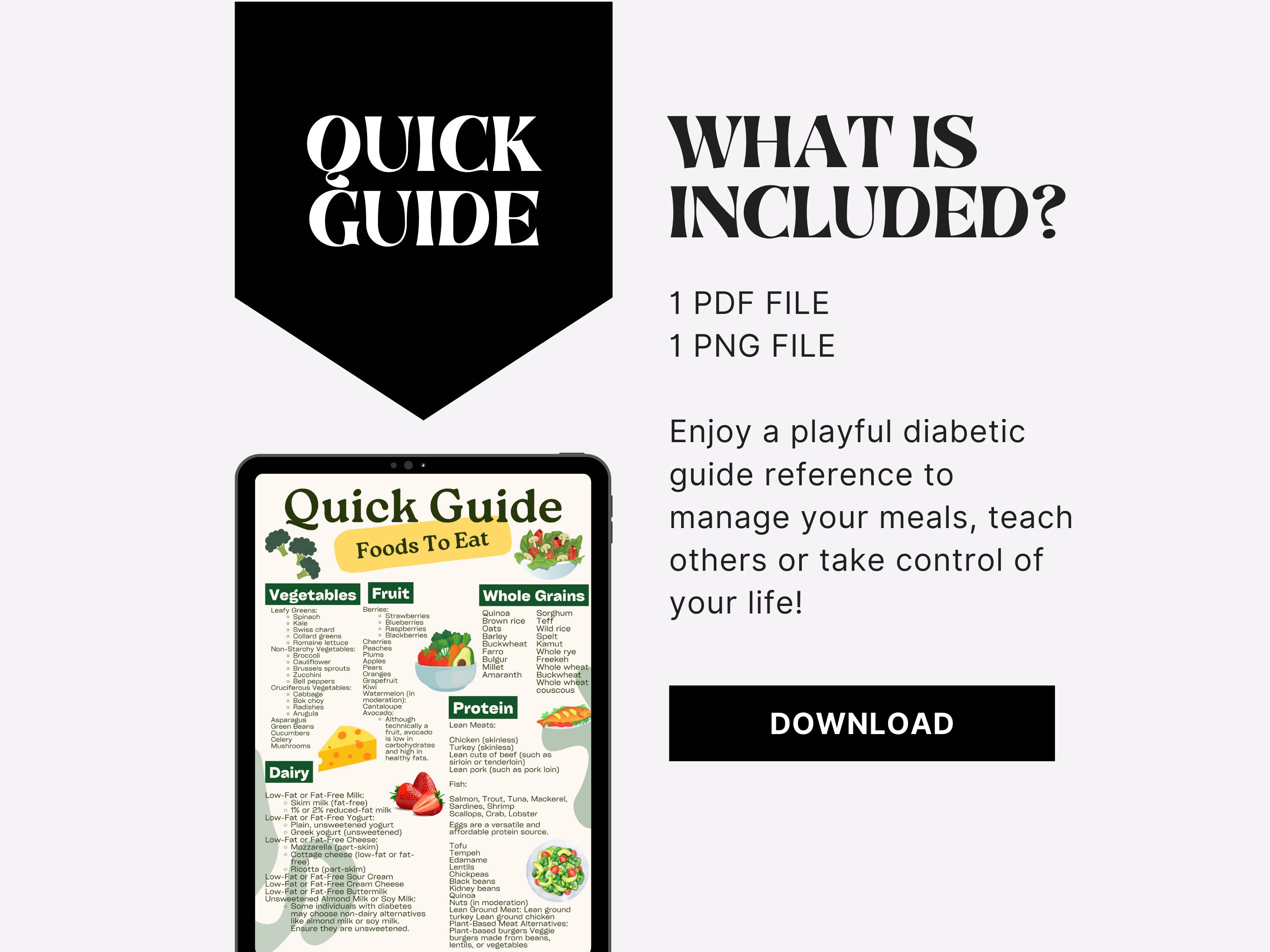 Diabetic Quick Food Guide, Patient Education, Diabetic Diet List, Diet ...