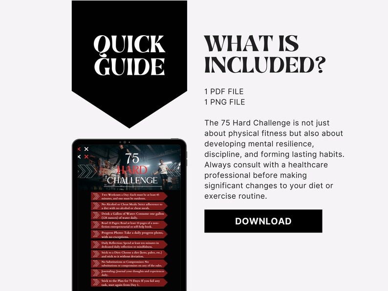 75 Day Hard Fitness Challenge, Workout Plan, 75 Day Hard Challenge ...