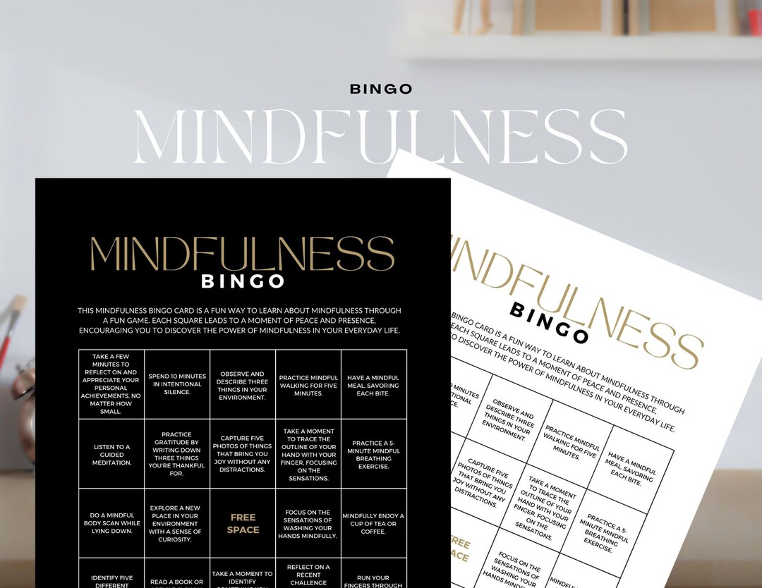Mindfulness BINGO Card for Mental Health, Wellness & Wellbeing, Self ...