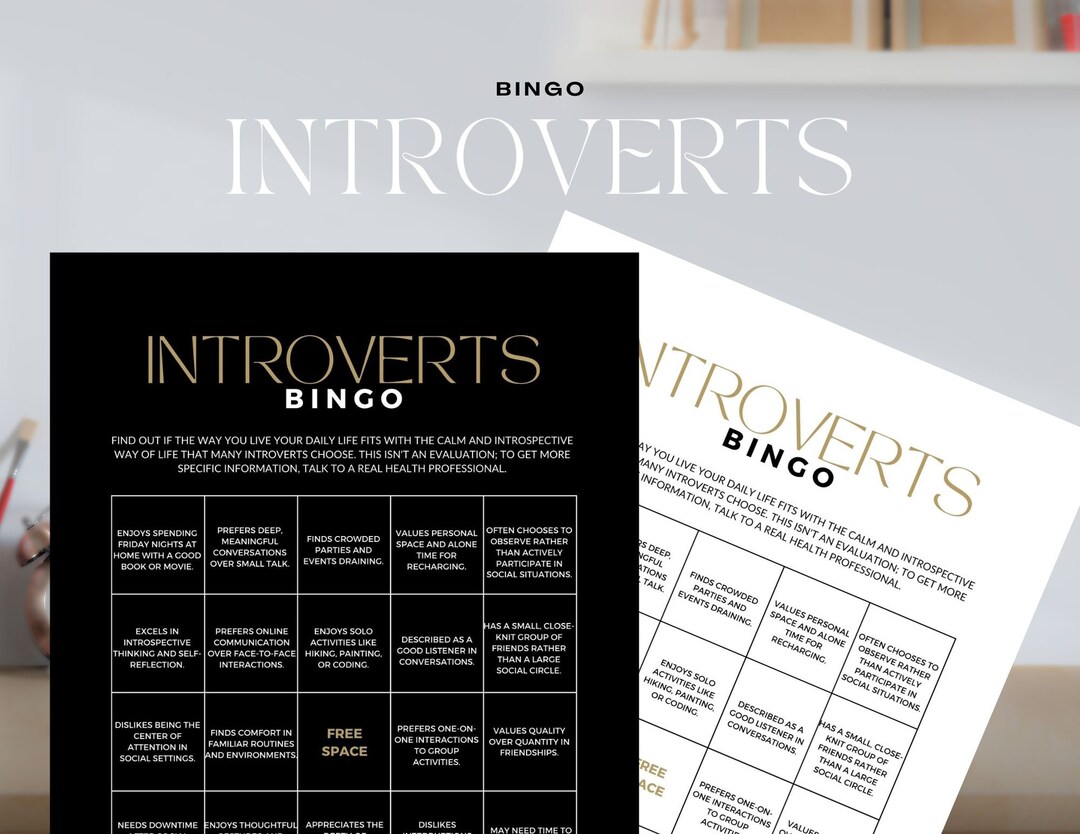 Introverts BINGO Card for Mental Health, Wellness, & Wellbeing, Self ...