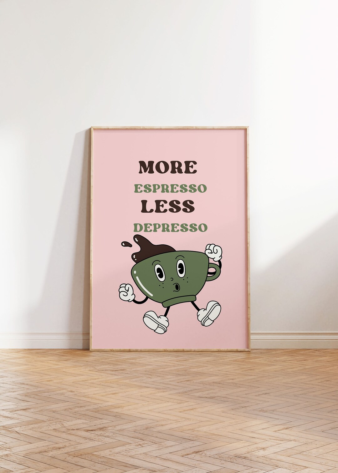 Retro Coffee Poster Funny Kitchen Decor More Espresso Art Quirky Less ...