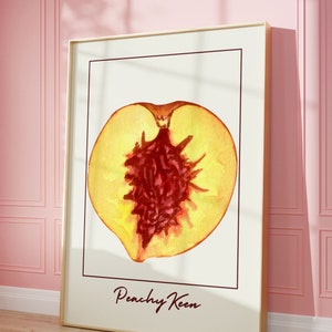 Cute Kitchen Wall Art Peach Print Minimalist Fruit Print Peachy Keen ...