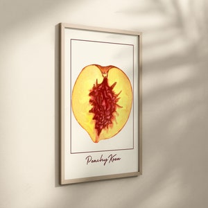 Cute Kitchen Wall Art Peach Print Minimalist Fruit Print Peachy Keen ...
