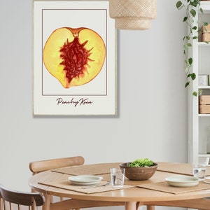 Cute Kitchen Wall Art Peach Print Minimalist Fruit Print Peachy Keen ...
