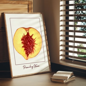 Cute Kitchen Wall Art Peach Print Minimalist Fruit Print Peachy Keen ...