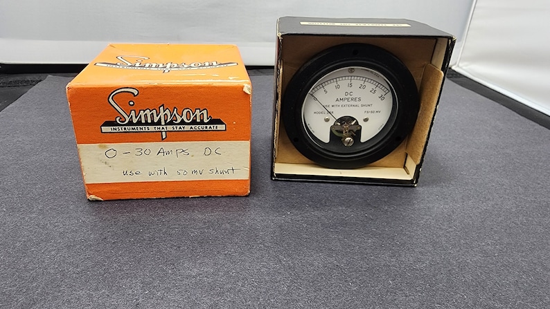 Vintage 1960's Simpson Panel Meter Model 25R, 0-30 DC Amperes - New in ...