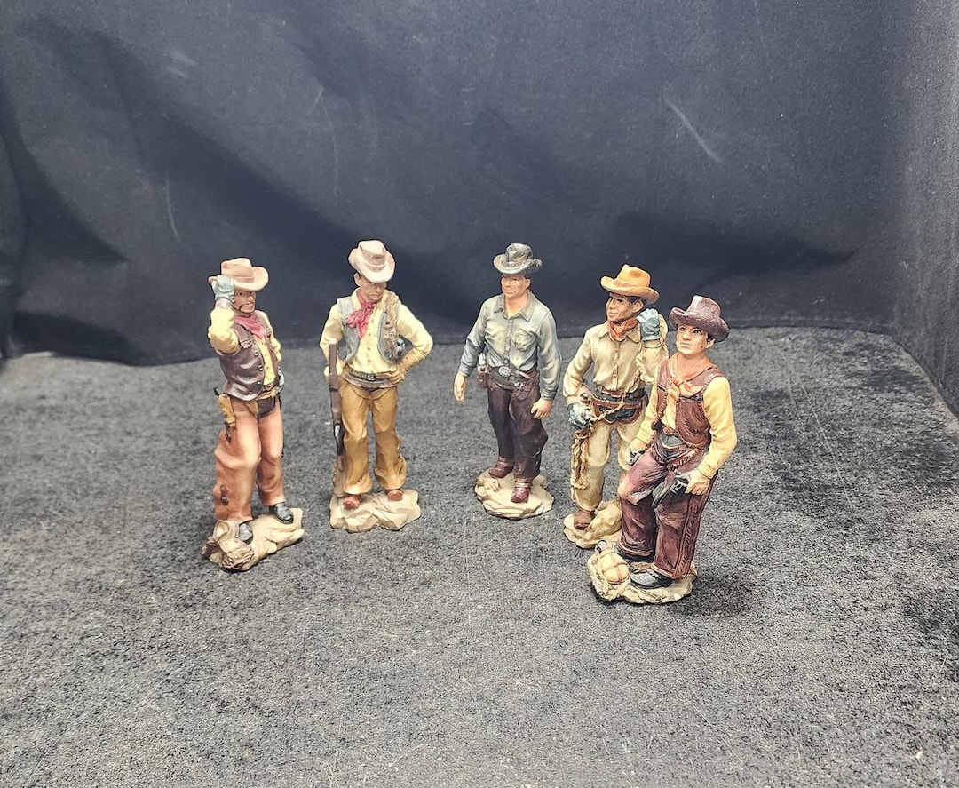 Vintage Set of 5 Resin Cowboy Figurines - Hand-painted - Etsy