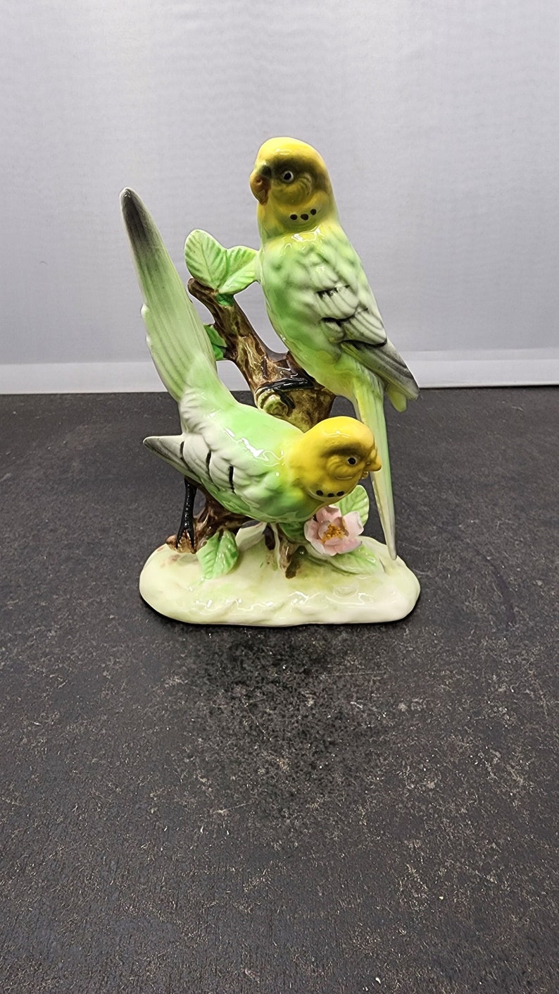 Vintage Ceramic Yellow and Green Parakeets Figurine Made in Japan 1960s ...