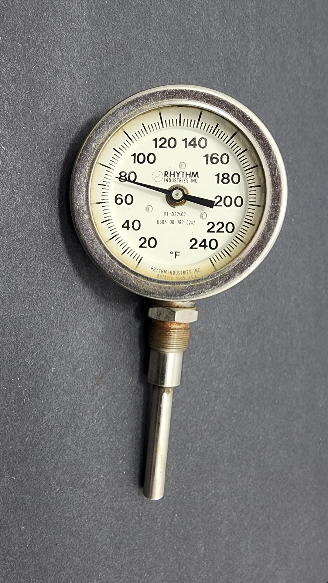 Vintage 1980's Rhythm Industries Self-indicating Thermometer - Metal ...
