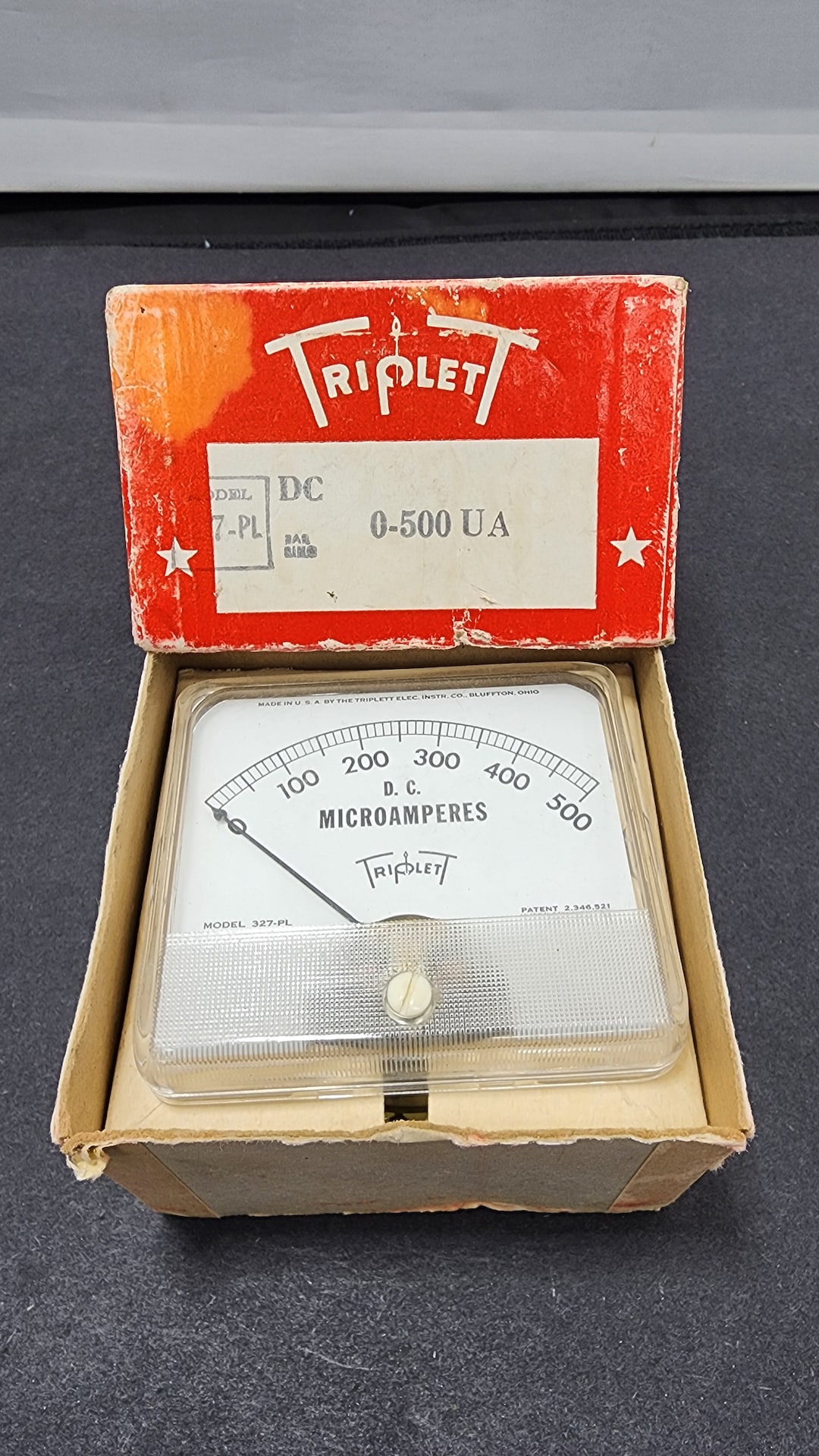Vintage 1960's Triplett Model 327-PL 500madc Panel Meter - New in Box ...