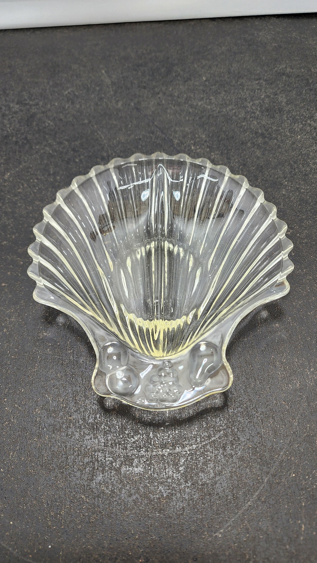 Vintage Glass Scallop Sea Shell Dish With Fruit Design - Candy & Snack ...