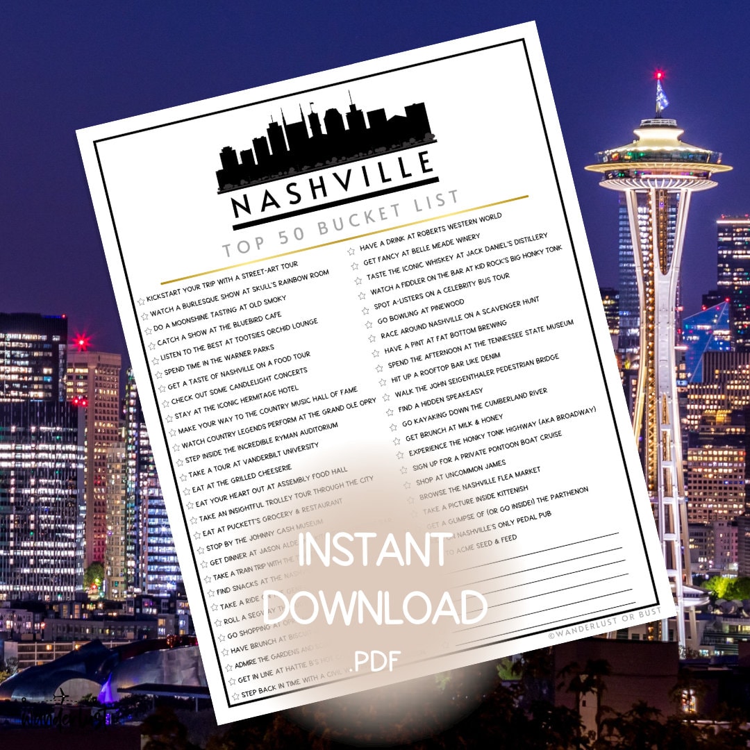 Nashville Bucket List | Printable Top 50 Things to Do in Nashville List ...