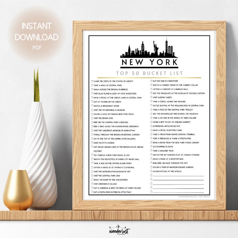 New York City Bucket List | Printable Top 50 Things to Do in NYC List ...