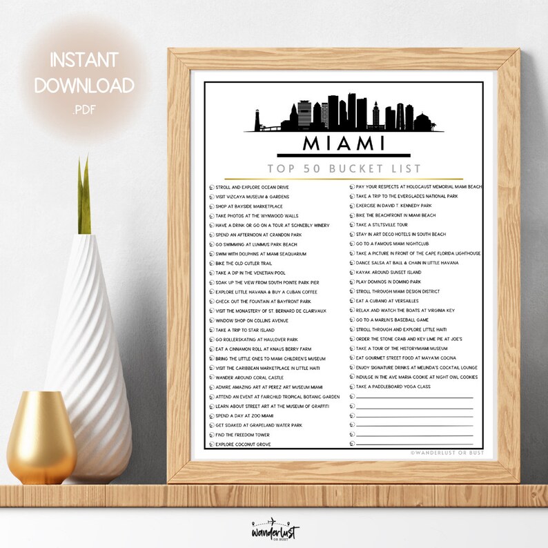 Miami Bucket List | Printable Top 50 Things to Do in Miami List | Must ...