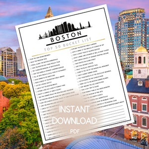 Boston Bucket List | Printable Top 50 Things to Do in Boston List ...