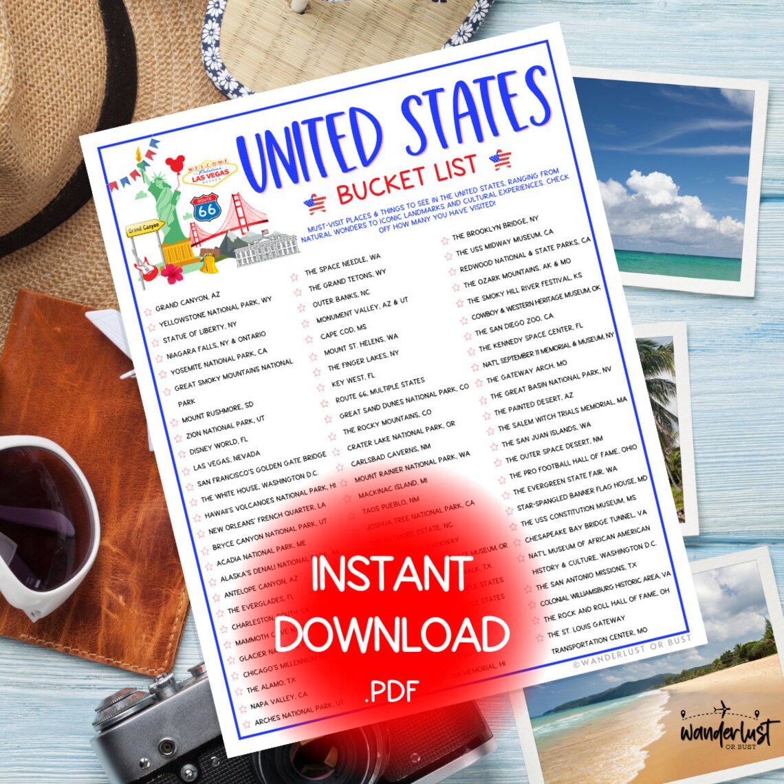 United States Bucket List | Printable Things to Do in USA List | Must ...