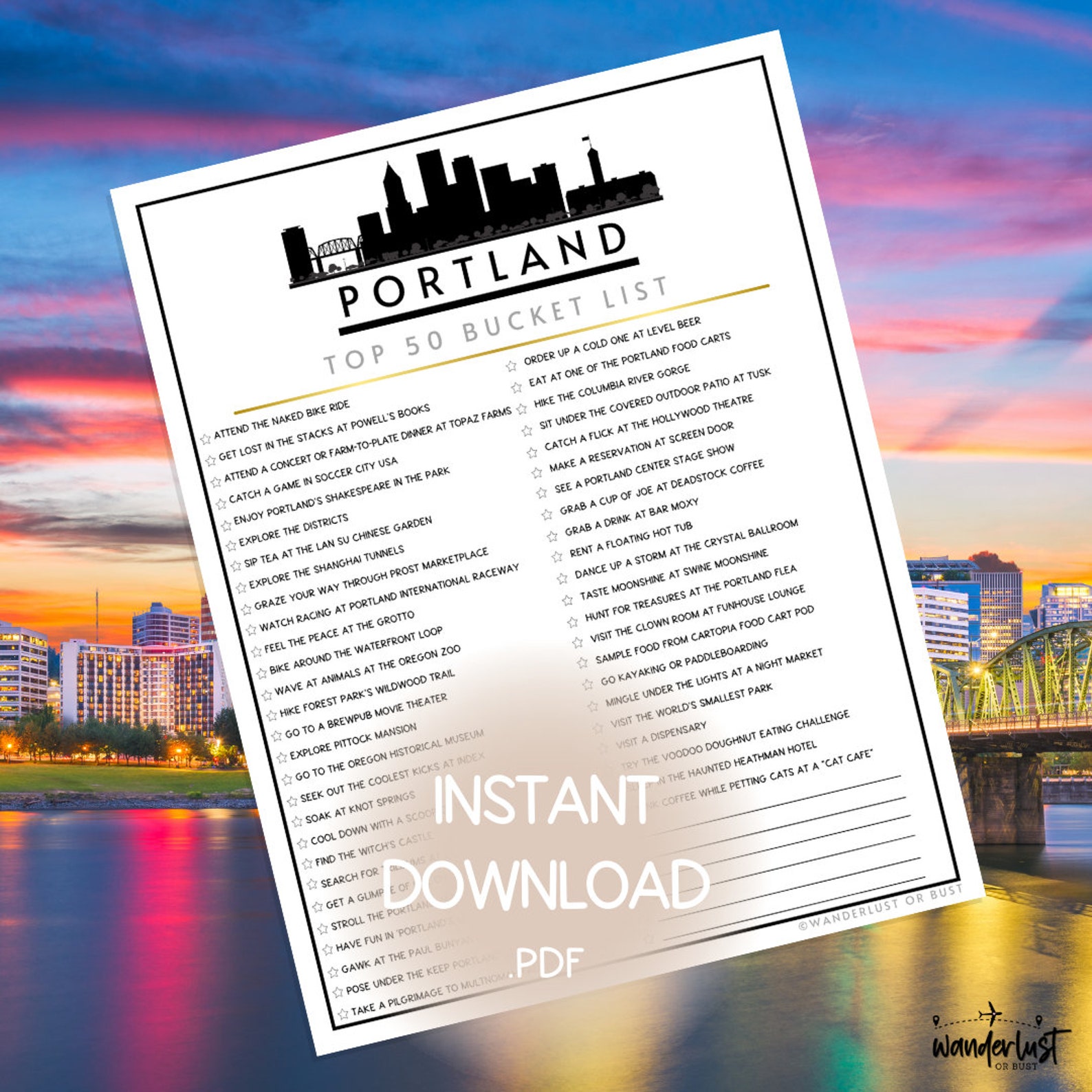 Portland Bucket List | Printable Top 50 Things to Do in Portland Oregon ...