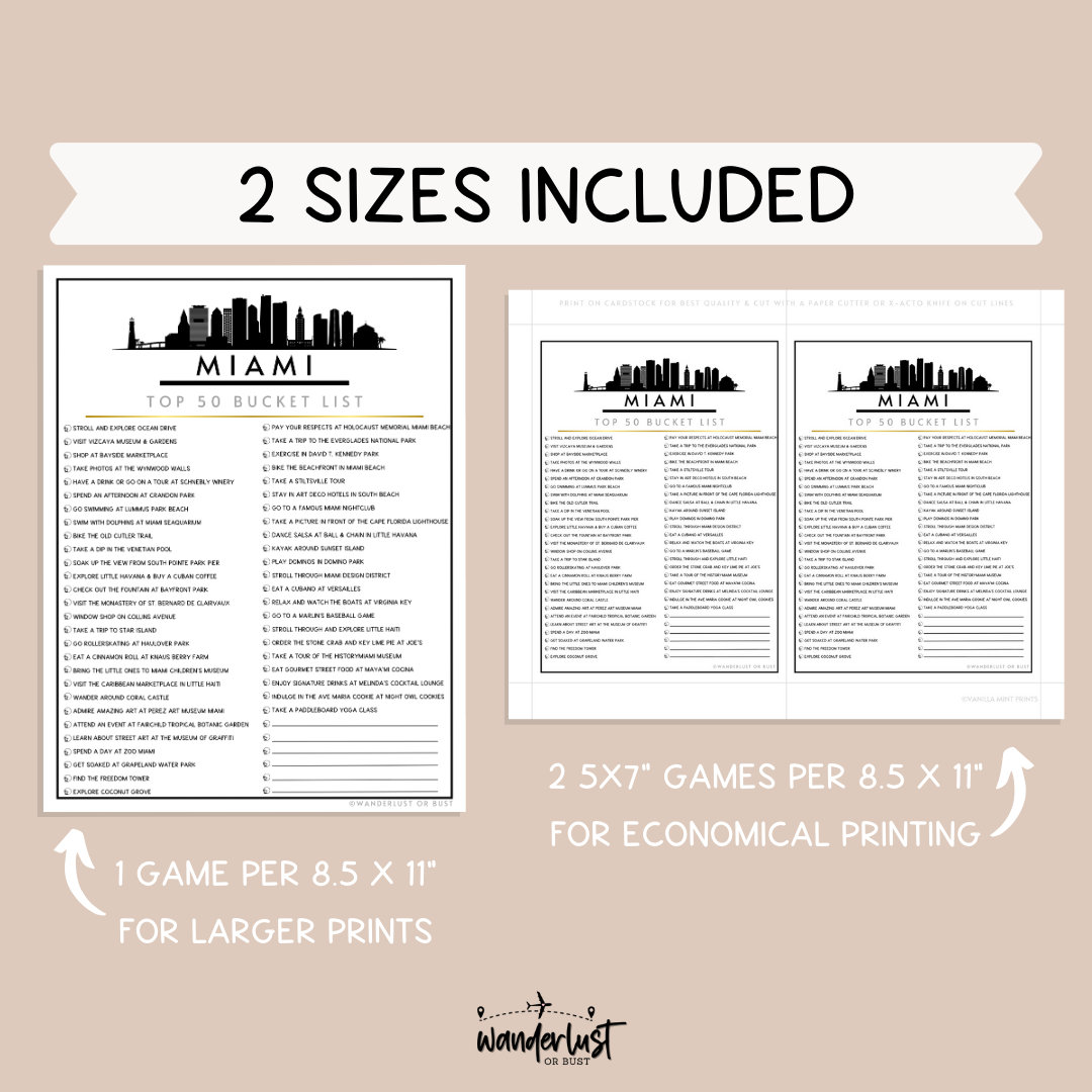Miami Bucket List | Printable Top 50 Things to Do in Miami List | Must ...