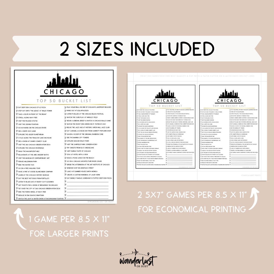 Chicago Bucket List | Printable Top 50 Things to Do in Chicago List ...