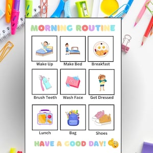 Morning Routine Chart Printable, Visual Routine Daily Responsibility ...