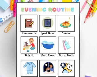Morning Routine Chart Printable, Visual Routine Daily Responsibility ...