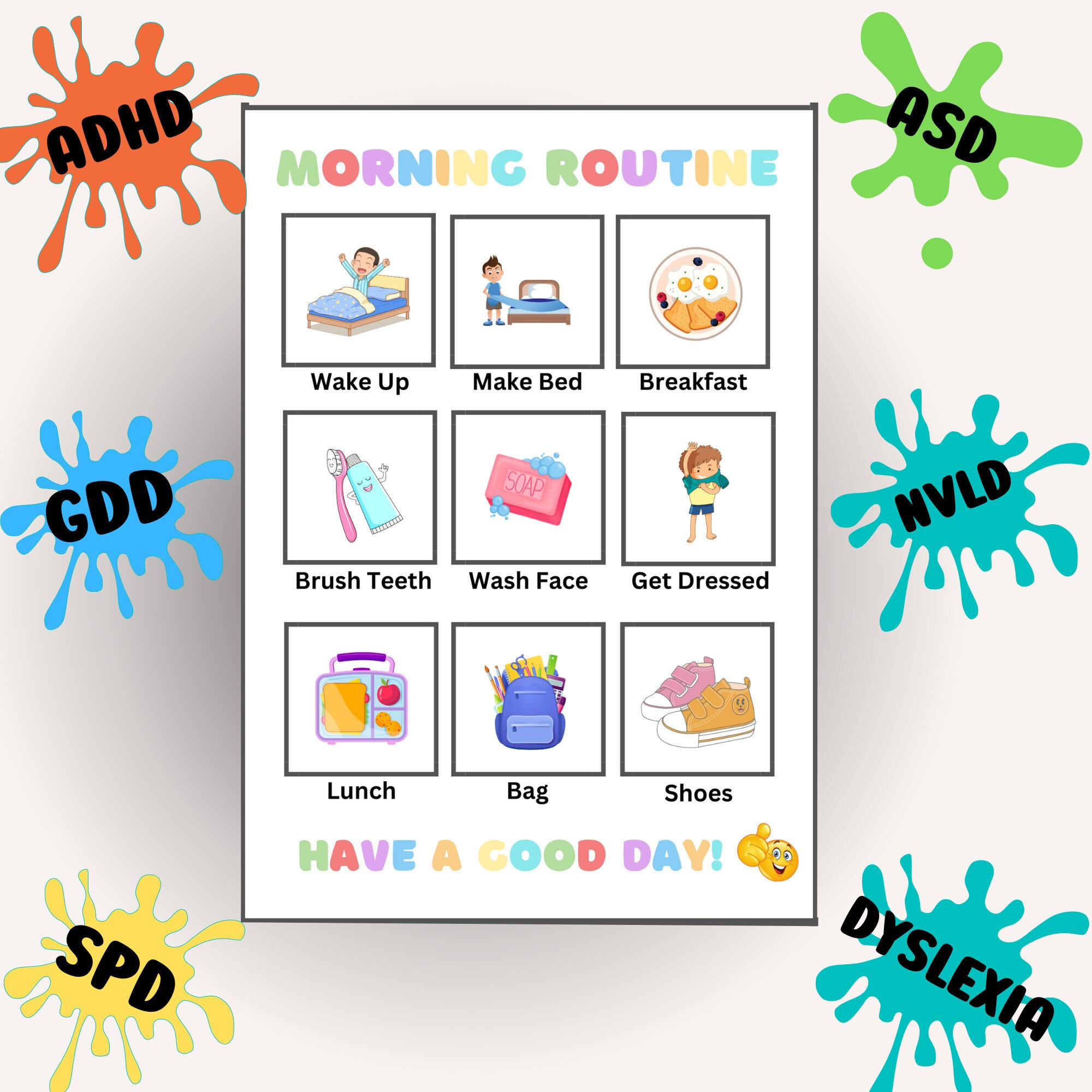 Morning Routine Chart Printable, Visual Routine Daily Responsibility ...