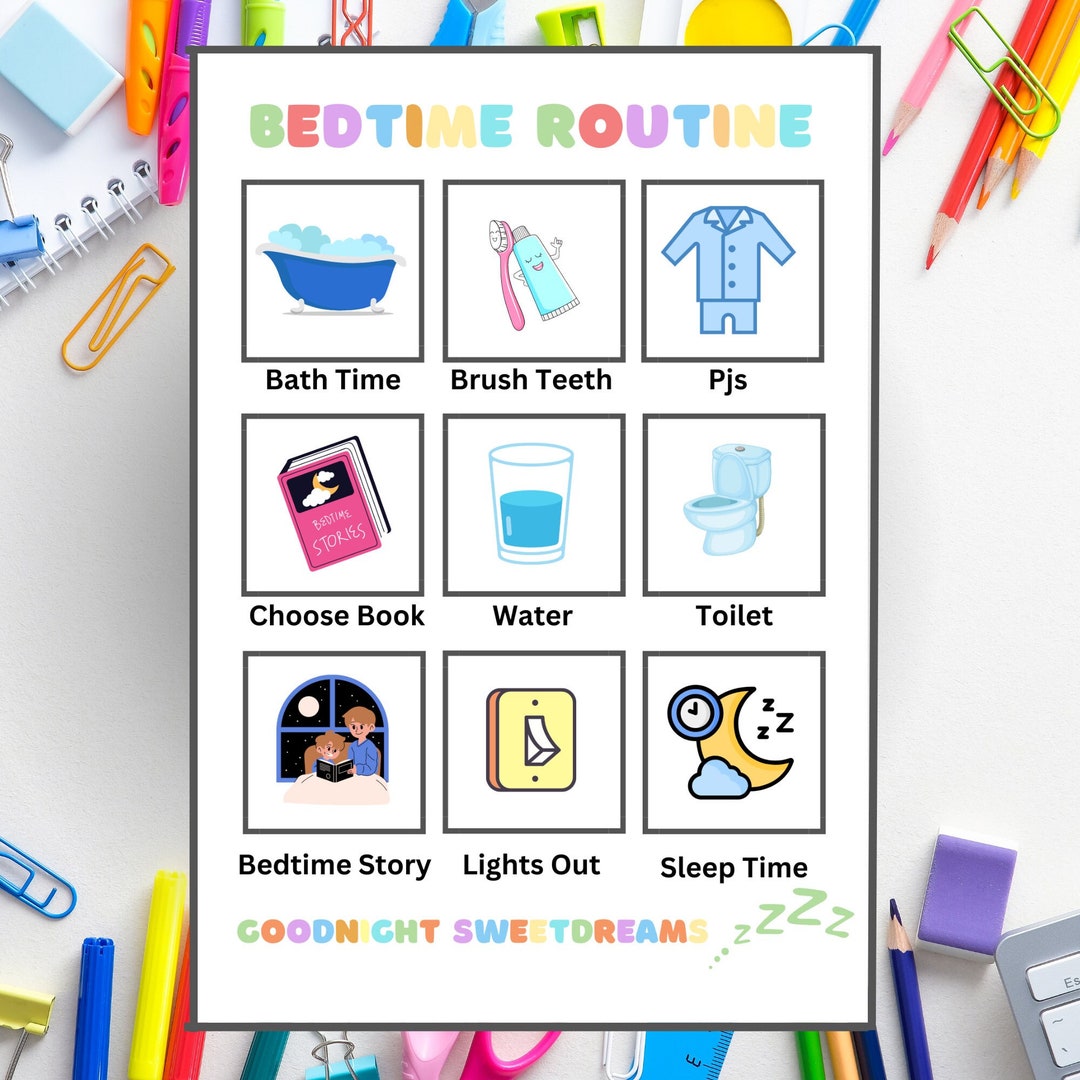 Visual Aid Bedtime Routine Chart Printable for Children With - Etsy