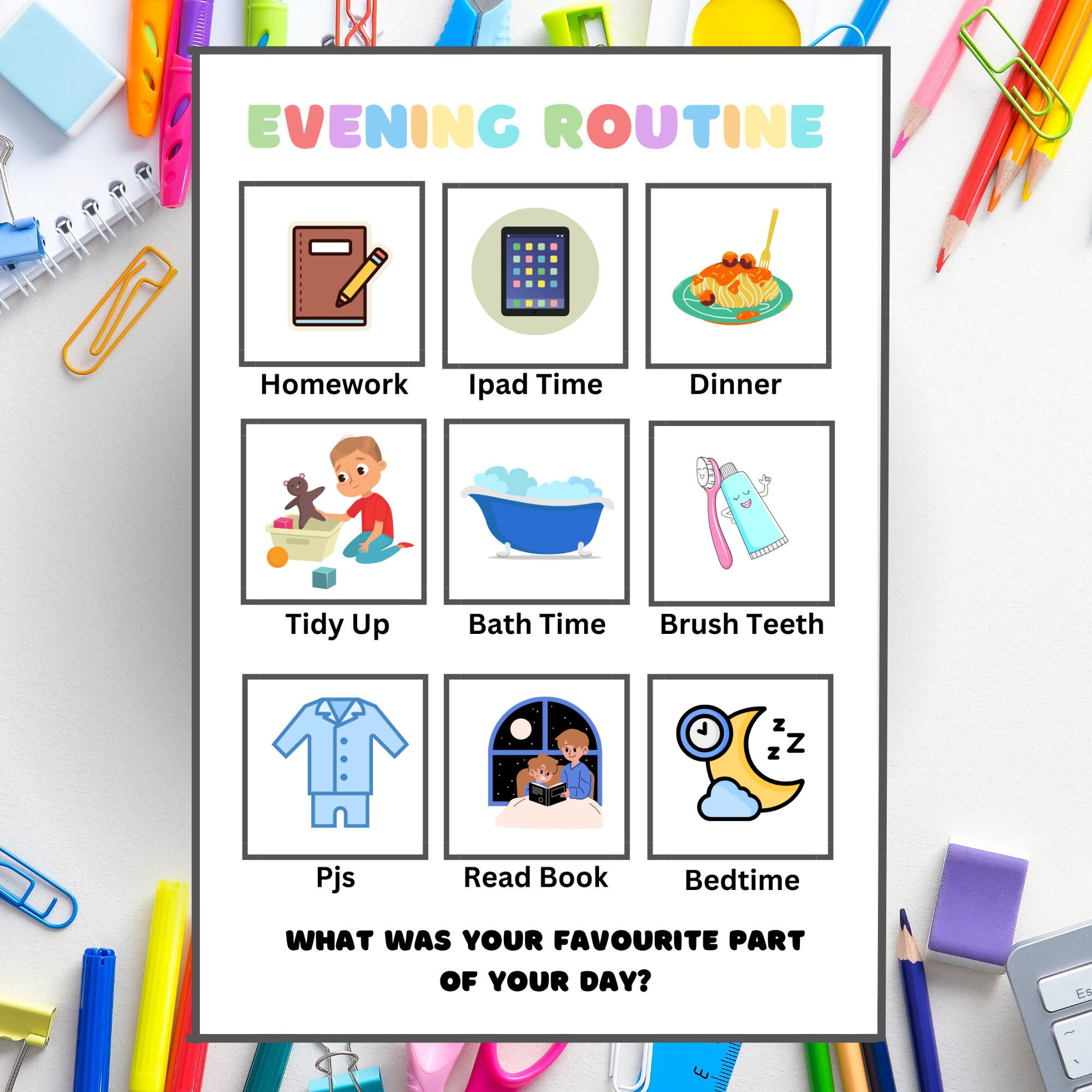 Visual Aid Evening Routine Chart Printable for Children With - Etsy