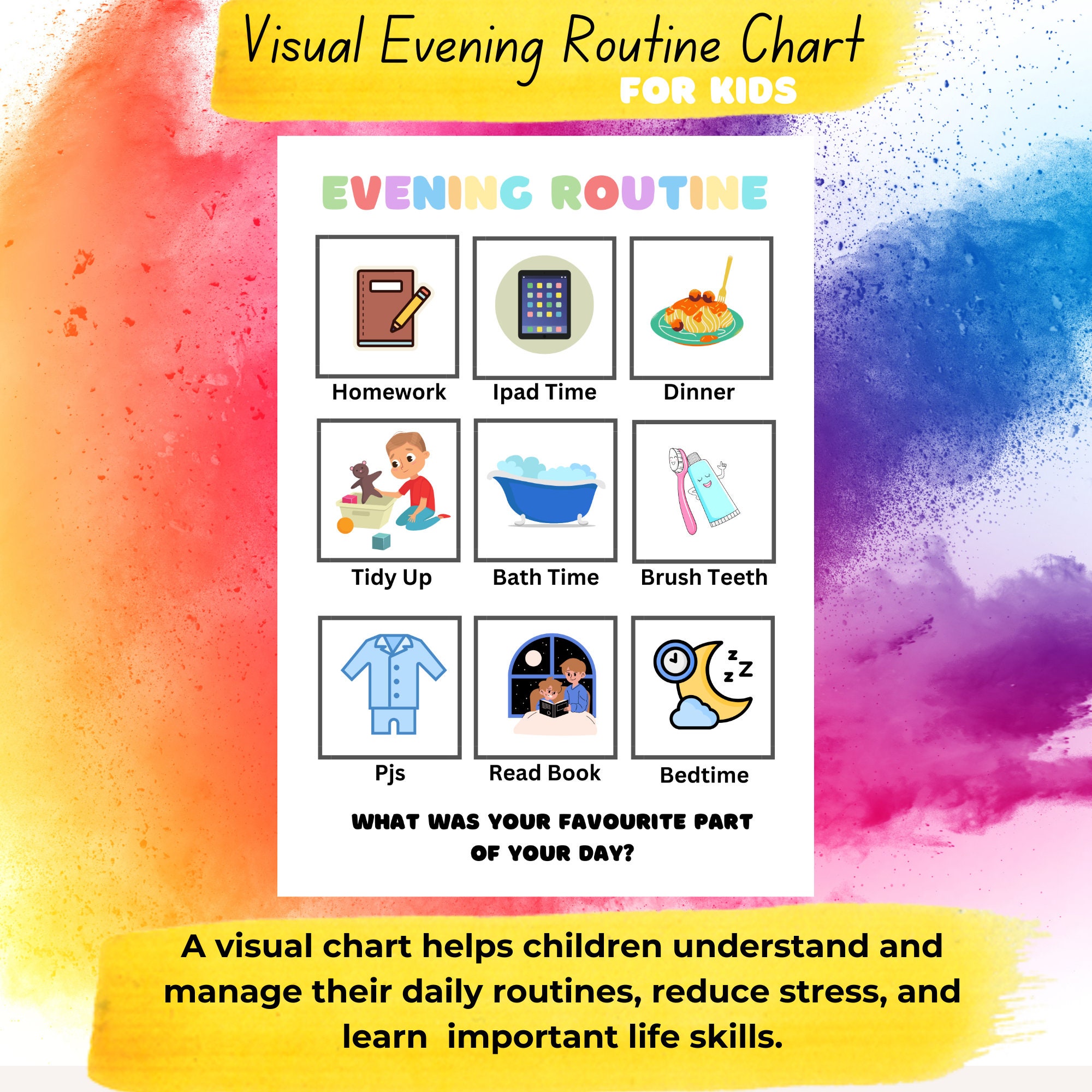 Visual Aid Evening Routine Chart Printable for Children With - Etsy
