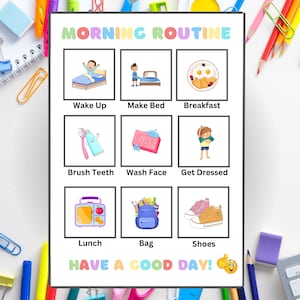 Morning Routine Chart Printable, Visual Routine Daily Responsibility ...