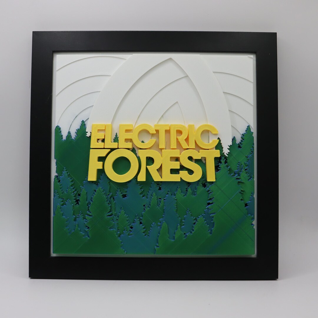 ELECTRIC FOREST 3D Wall Art, Music Festival Decor, Layered Forest Logo ...
