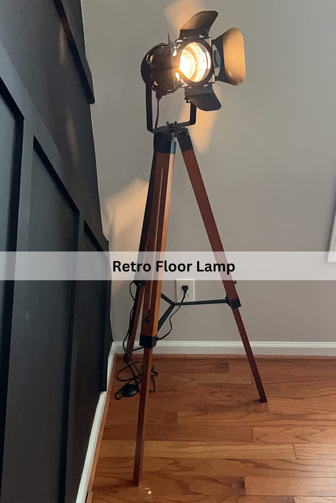 Cinema Spotlight, Vintage Industrial Tripod Lamp, Adjustable Lamp ...